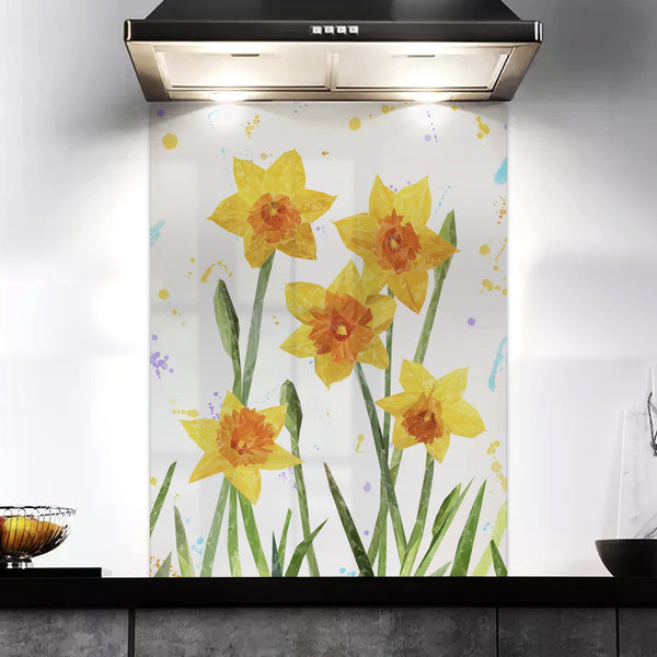 "New Beginnings" Daffodils Kitchen Splashback - Andy Thomas Artworks